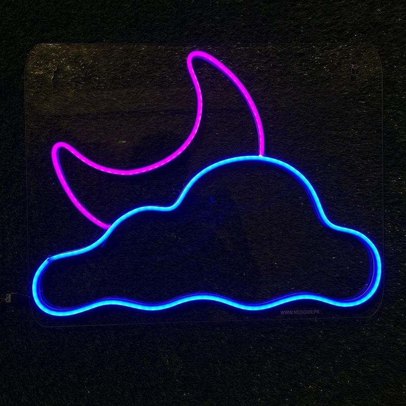 Moon and Cloud Neon Sign - NEOGON